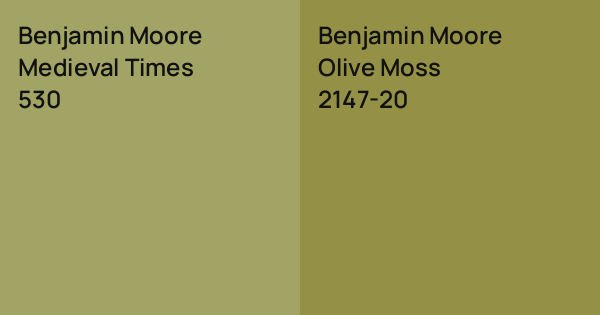Benjamin Moore Medieval Times vs. Benjamin Moore Olive Moss comparison