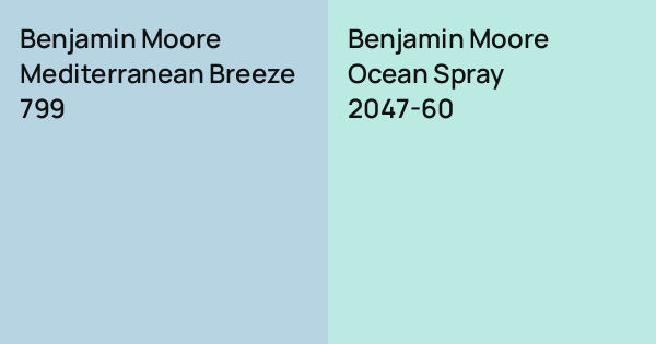 Benjamin Moore Mediterranean Breeze vs. Benjamin Moore Ocean Spray ...