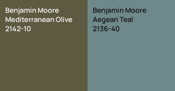Benjamin Moore Mediterranean Olive vs. Benjamin Moore Aegean Teal ...