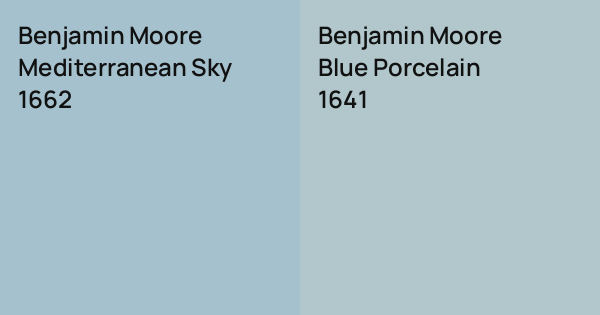 Benjamin Moore Mediterranean Sky vs. Benjamin Moore Blue Porcelain ...