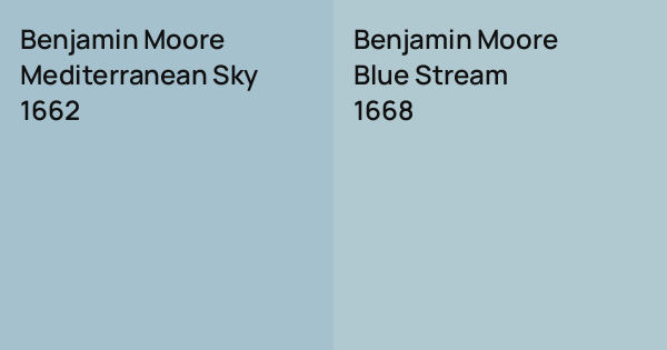 Benjamin Moore Mediterranean Sky vs. Benjamin Moore Blue Stream comparison