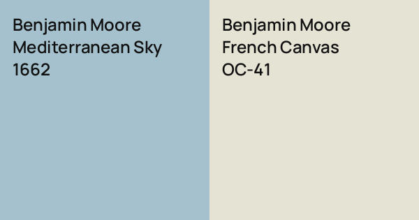 Benjamin Moore Mediterranean Sky vs. Benjamin Moore French Canvas ...