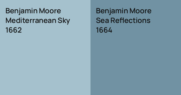 Benjamin Moore Mediterranean Sky vs. Benjamin Moore Sea Reflections ...