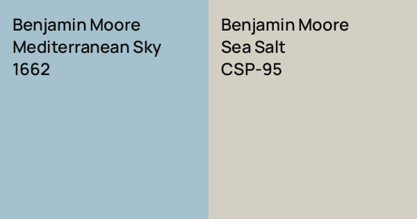 Benjamin Moore Mediterranean Sky vs. Benjamin Moore Sea Salt comparison