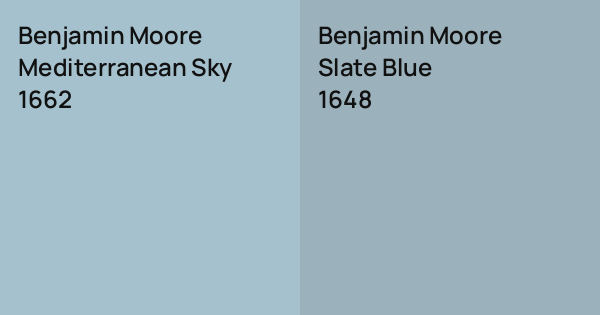 Benjamin Moore Mediterranean Sky vs. Benjamin Moore Slate Blue comparison