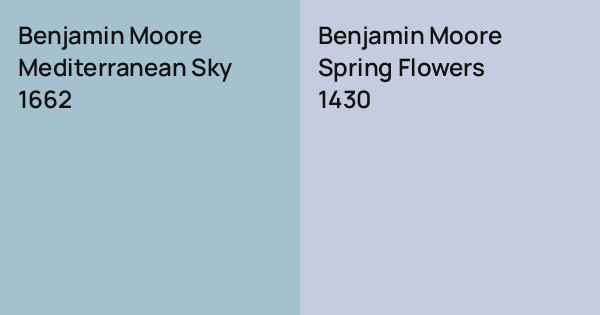 Benjamin Moore Mediterranean Sky vs. Benjamin Moore Spring Flowers ...
