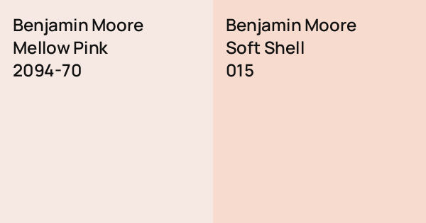Benjamin Moore Mellow Pink vs. Benjamin Moore Soft Shell comparison