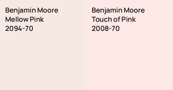 Benjamin Moore Mellow Pink vs. Benjamin Moore Touch of Pink comparison