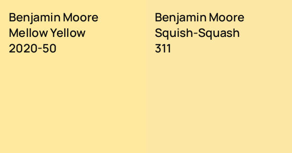 Benjamin Moore Mellow Yellow vs. Benjamin Moore Squish-Squash comparison