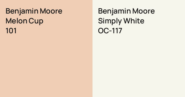 Benjamin Moore Melon Cup vs. Benjamin Moore Simply White comparison