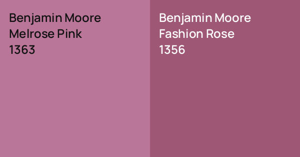 Benjamin Moore Melrose Pink vs. Benjamin Moore Fashion Rose comparison