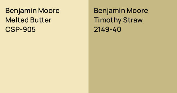 Benjamin Moore Melted Butter vs. Benjamin Moore Timothy Straw comparison