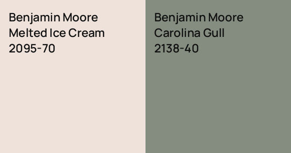 Benjamin Moore Melted Ice Cream vs. Benjamin Moore Carolina Gull comparison