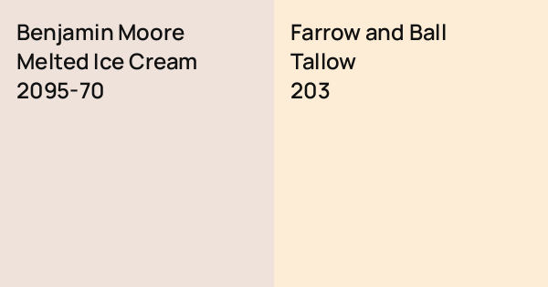 Benjamin Moore Melted Ice Cream vs. Farrow and Ball Tallow comparison