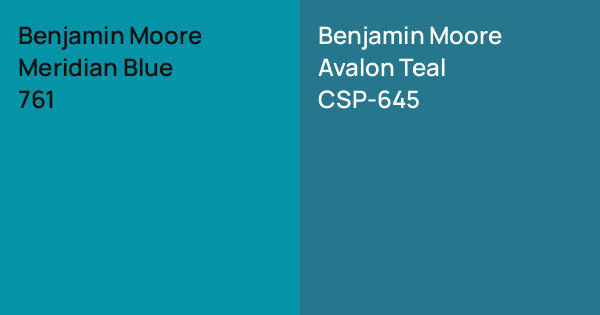 Benjamin Moore Meridian Blue vs. Benjamin Moore Avalon Teal comparison