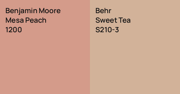 Benjamin Moore Mesa Peach vs. Behr Sweet Tea comparison