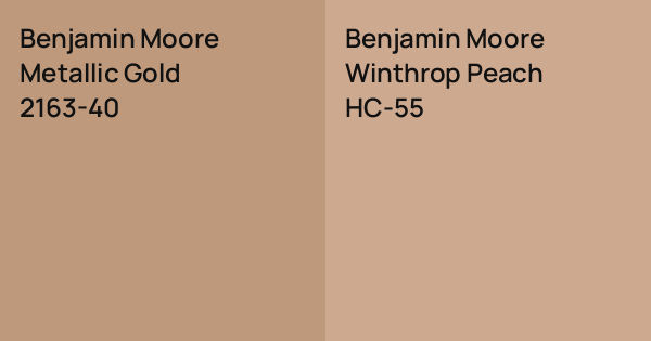 Benjamin Moore Metallic Gold vs. Benjamin Moore Winthrop Peach comparison