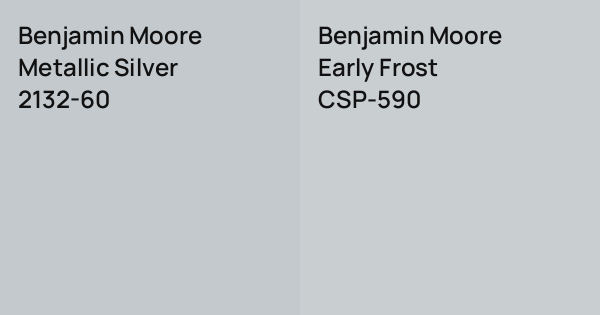 Benjamin Moore Metallic Silver vs. Benjamin Moore Early Frost comparison