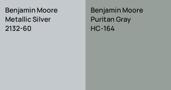 Benjamin Moore Metallic Silver vs. Benjamin Moore Puritan Gray comparison