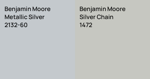 Benjamin Moore Metallic Silver vs. Benjamin Moore Silver Chain comparison