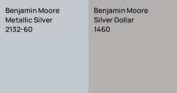 Benjamin Moore Metallic Silver vs. Benjamin Moore Silver Dollar comparison