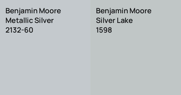 Benjamin Moore Metallic Silver vs. Benjamin Moore Silver Lake comparison