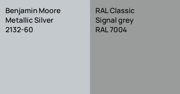 Benjamin Moore Metallic Silver vs. RAL Classic Signal grey comparison