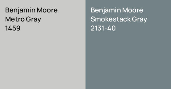 Benjamin Moore Metro Gray vs. Benjamin Moore Smokestack Gray comparison