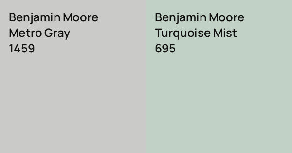 Benjamin Moore Metro Gray vs. Benjamin Moore Turquoise Mist comparison