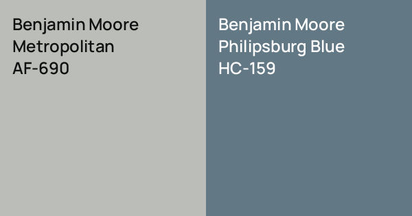 Benjamin Moore Metropolitan vs. Benjamin Moore Philipsburg Blue comparison