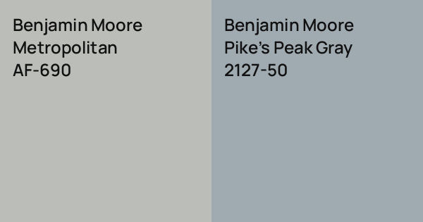 Benjamin Moore Metropolitan vs. Benjamin Moore Pike's Peak Gray comparison