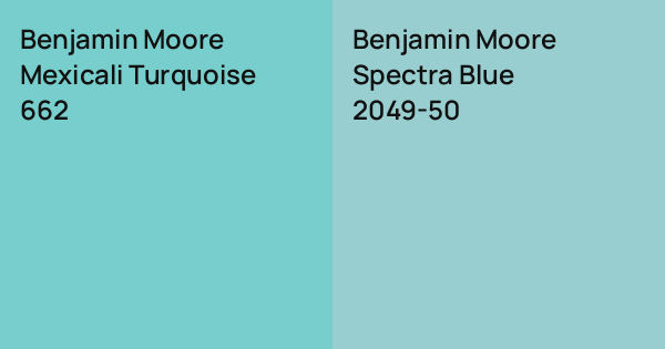 Benjamin Moore Mexicali Turquoise vs. Benjamin Moore Spectra Blue ...