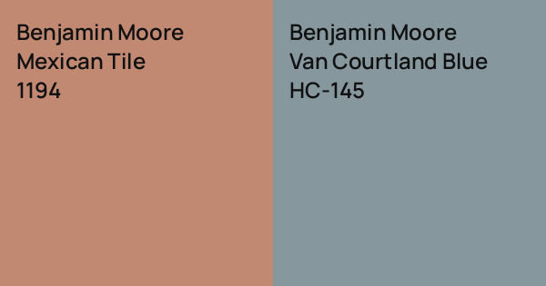 Benjamin Moore Mexican Tile vs. Benjamin Moore Van Courtland Blue ...
