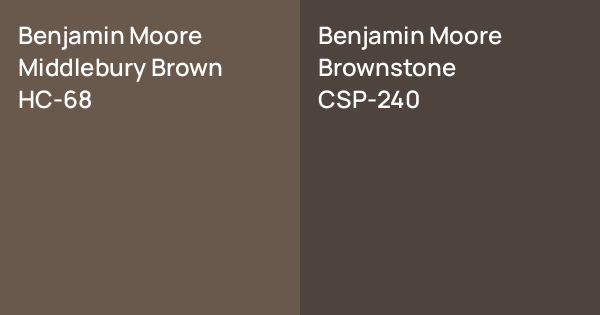 Benjamin Moore Middlebury Brown vs. Benjamin Moore Brownstone comparison