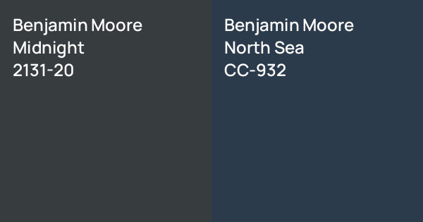Benjamin Moore Midnight vs. Benjamin Moore North Sea comparison