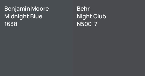 Benjamin Moore Midnight Blue vs. Behr Night Club comparison