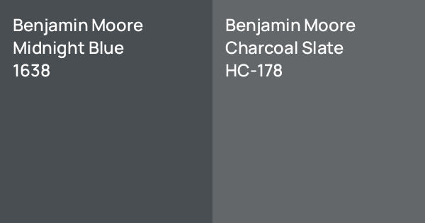 Benjamin Moore Midnight Blue vs. Benjamin Moore Charcoal Slate comparison