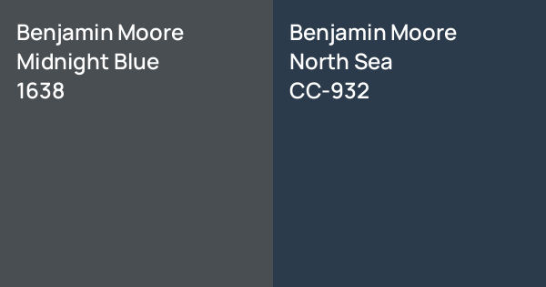 Benjamin Moore Midnight Blue vs. Benjamin Moore North Sea comparison