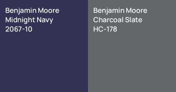 Benjamin Moore Midnight Navy vs. Benjamin Moore Charcoal Slate comparison