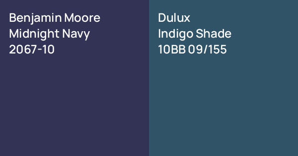 Benjamin Moore Midnight Navy vs. Dulux Indigo Shade comparison