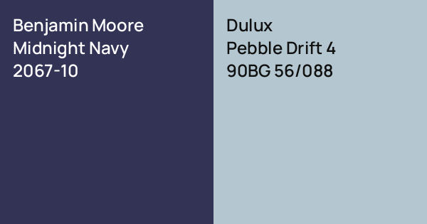 Benjamin Moore Midnight Navy vs. Dulux Pebble Drift 4 comparison