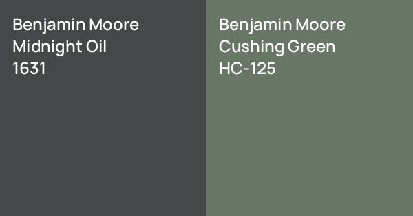 Benjamin Moore Midnight Oil vs. Benjamin Moore Cushing Green comparison