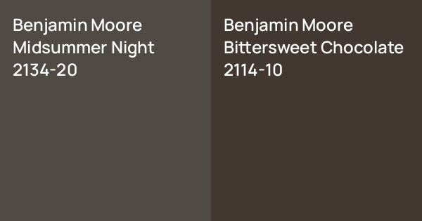 Benjamin Moore Midsummer Night vs. Benjamin Moore Bittersweet Chocolate ...