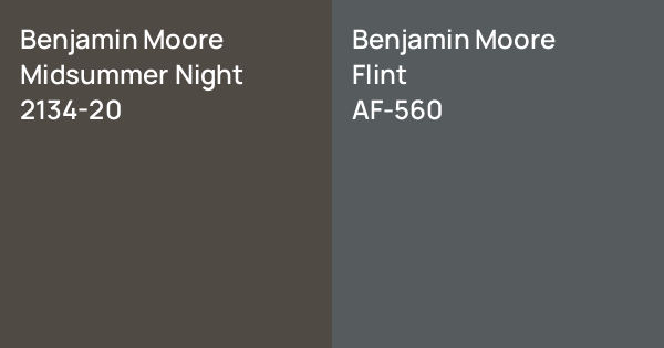 Benjamin Moore Midsummer Night vs. Benjamin Moore Flint comparison