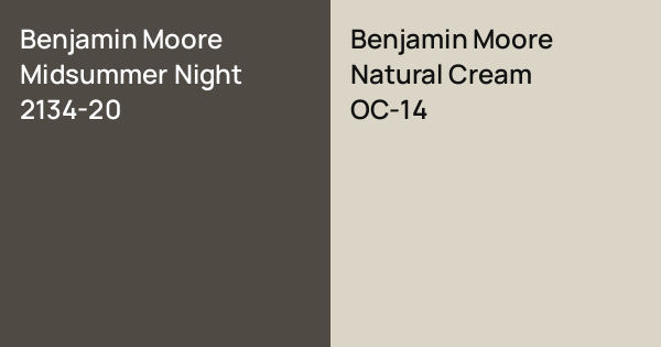 Benjamin Moore Midsummer Night vs. Benjamin Moore Natural Cream comparison