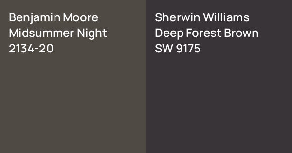 Benjamin Moore Midsummer Night vs. Sherwin Williams Deep Forest Brown ...