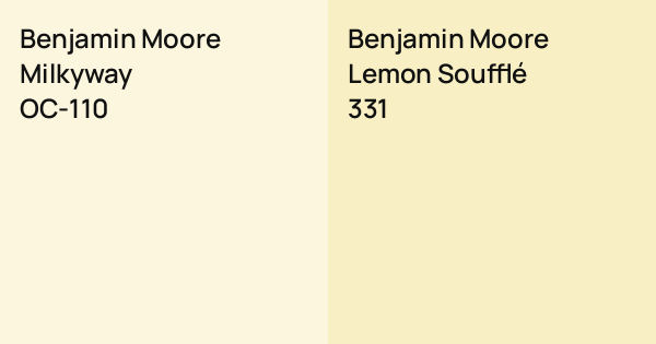 Benjamin Moore Milkyway vs. Benjamin Moore Lemon Soufflé comparison