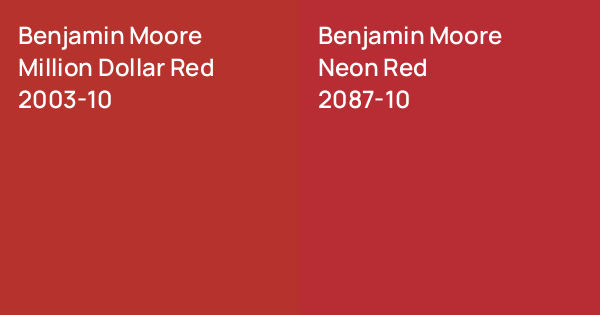 Benjamin Moore Million Dollar Red vs. Benjamin Moore Neon Red comparison