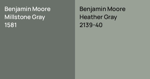 Benjamin Moore Millstone Gray vs. Benjamin Moore Heather Gray comparison