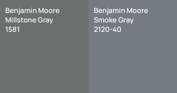 Benjamin Moore Millstone Gray vs. Benjamin Moore Smoke Gray comparison